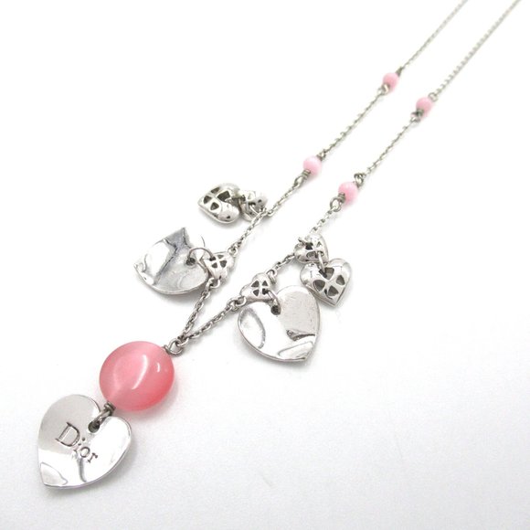 Dior | Jewelry | Dior Heart Pink Stone Necklace Necklace Silver Pink ...
